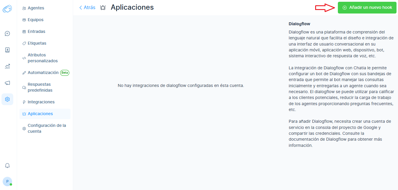 Integración con Dialogflow - Chatia